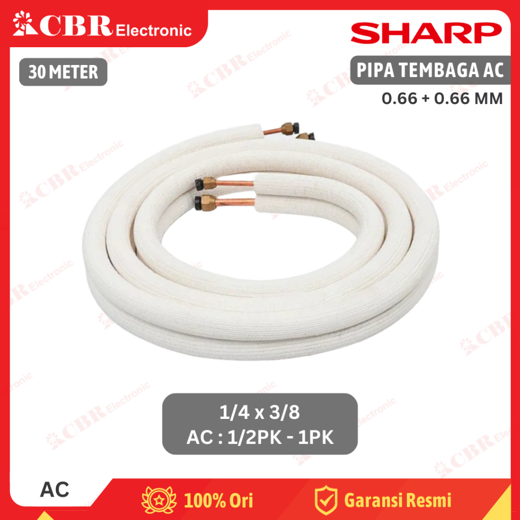 Jual Pipa Tembaga AC SHARP 1/2 - 1PK Standard Quality - 20 METER ...
