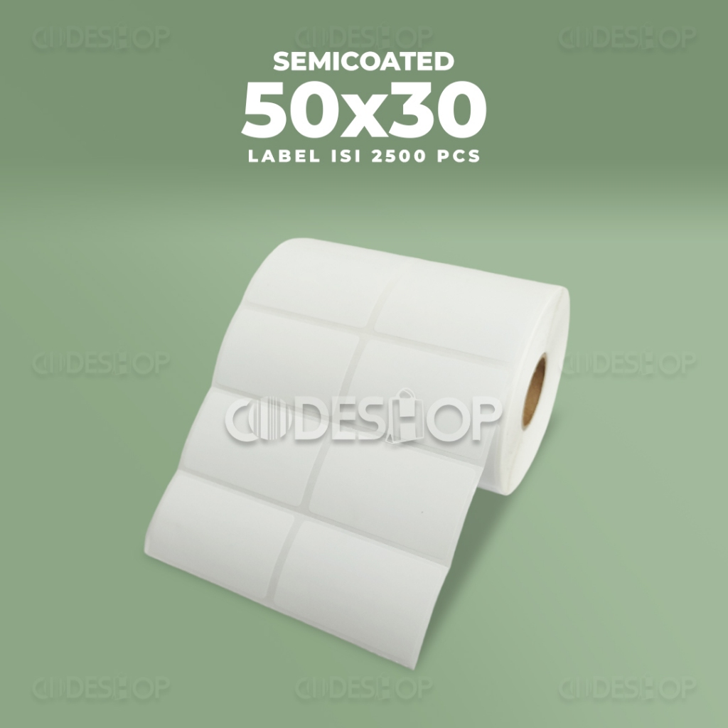 Jual Label Printer Barcode 50x30 2 Line Semicoated 50 x 30 mm Core 1 inch | Shopee Indonesia