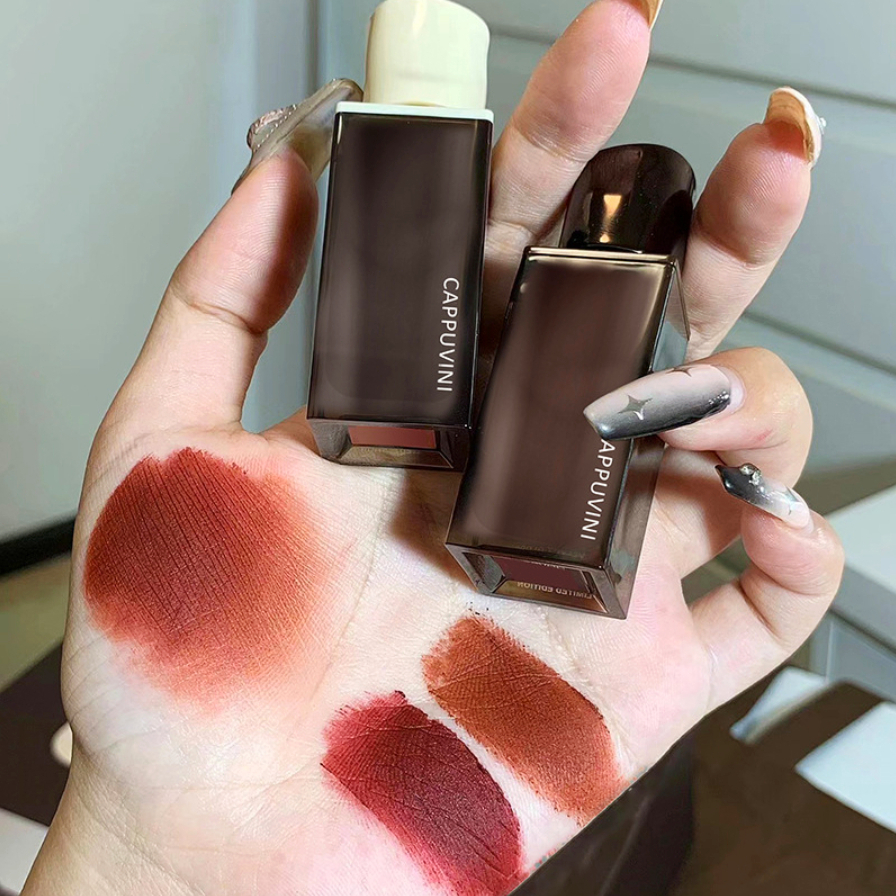 Jual BPOM CAPPUVINI Amber Lip Glaze Matte Water Wave Dark Lipstick ...