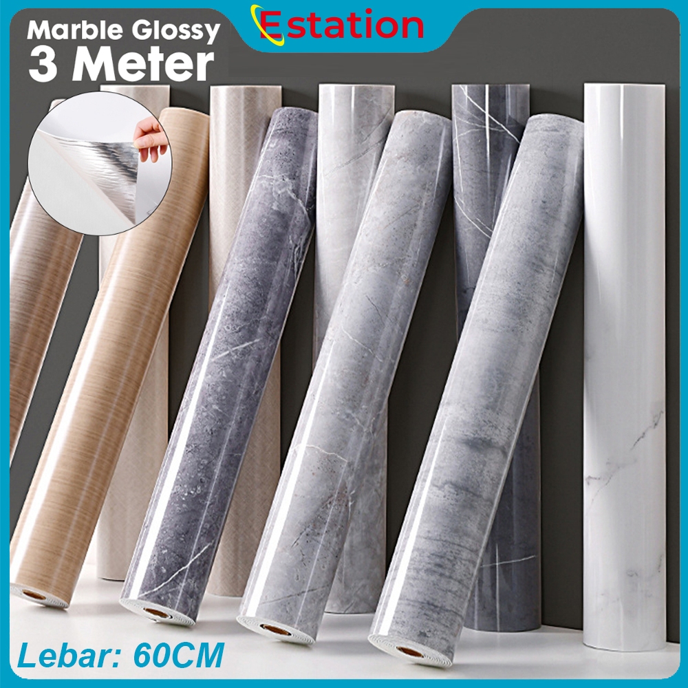 Jual Estation - Wallpaper Dinding Marble Roll Foam PVC Premium 3 Meter ...