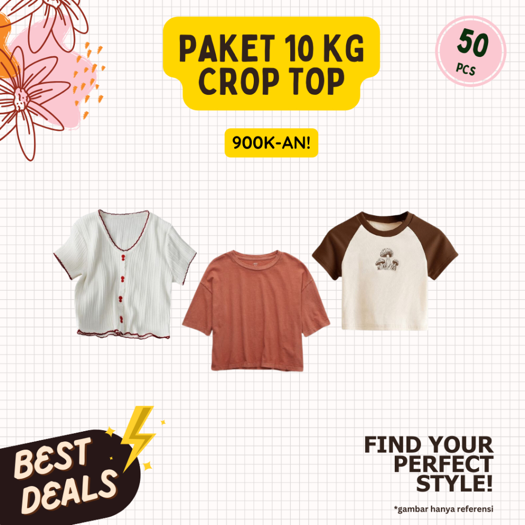 Jual Paket Kiloan CROP TOP ISI 50 Pcs | Shopee Indonesia