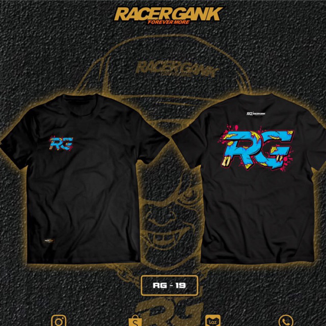 Jual KAOS RACERGANK ORIGINAL RG RACER GANK TERBARU || RG 19 Hitam ...