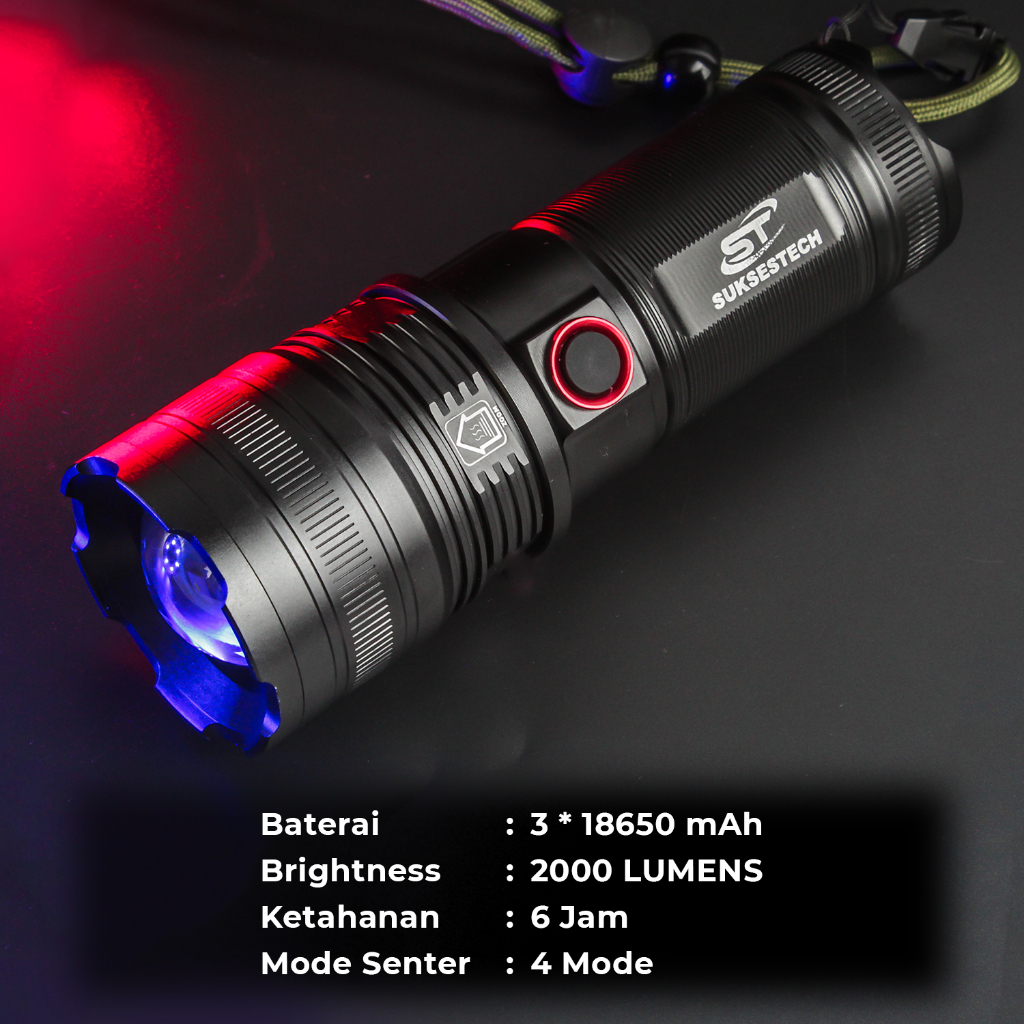 Jual Senter ZOOM LED MX - B702 Super Terang 2000 lumens Waterproof ...
