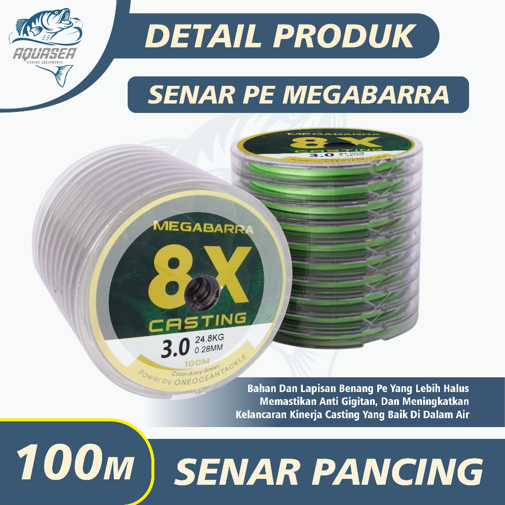 Jual AQUASEA - Tali Pancing 100meter Senar Pancing Megabarra Japan PE ...