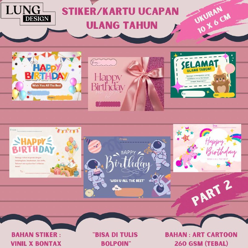 Jual (HBD PART 2) Stiker Ucapan/ Greeting Card HAPPY BIRTHDAY / Kartu ...
