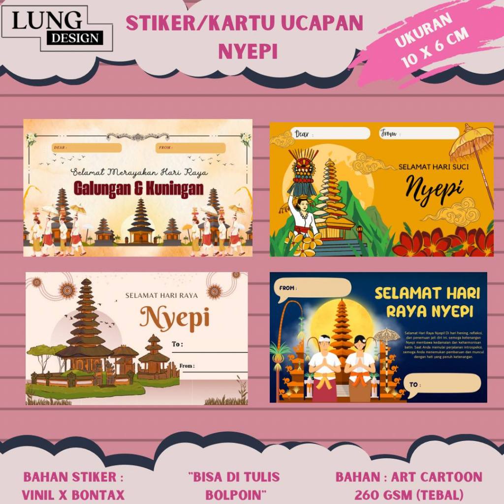 Jual Stiker Hari nyepi/ Greeting Card GALUNGAN Kuningan/ Kartu Ucapan ...