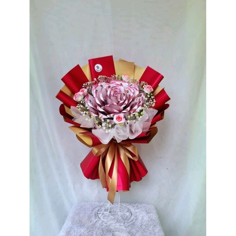 Jual MONEY BOUQUET ROSES/BUKET UANG BUNGA/BUCKET UANG BULAT | Shopee ...