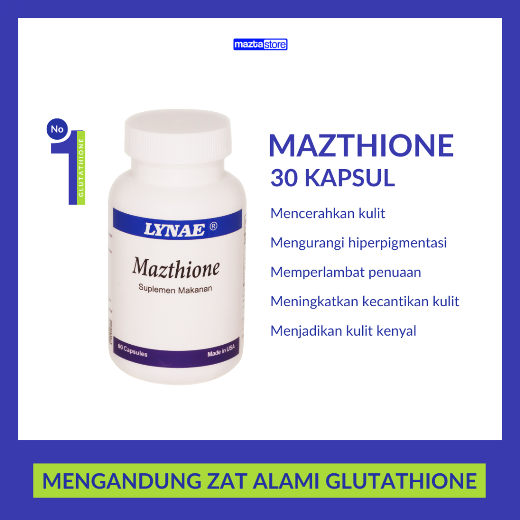 Jual Lynae Mazthione Glutathione Suplemen Mencerahkan Wajah Isi 30 ...