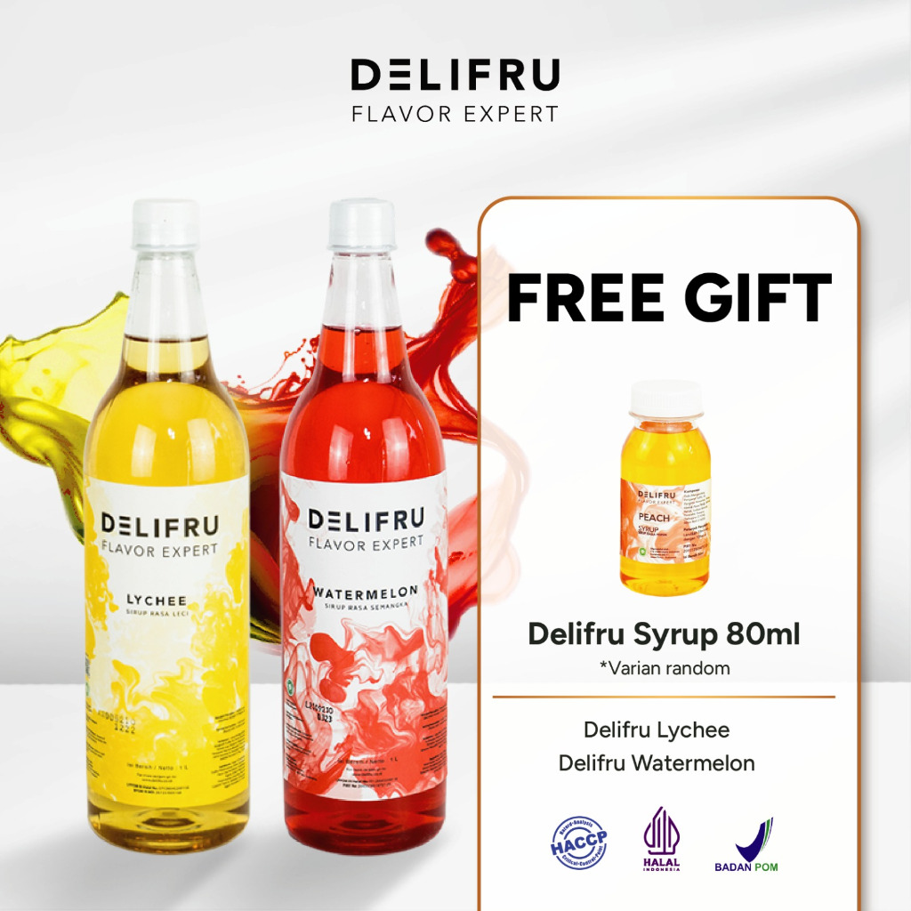 Jual Delifru Paket Bundling Syrup Watermelon 1L + Sirup Lychee 1L ...