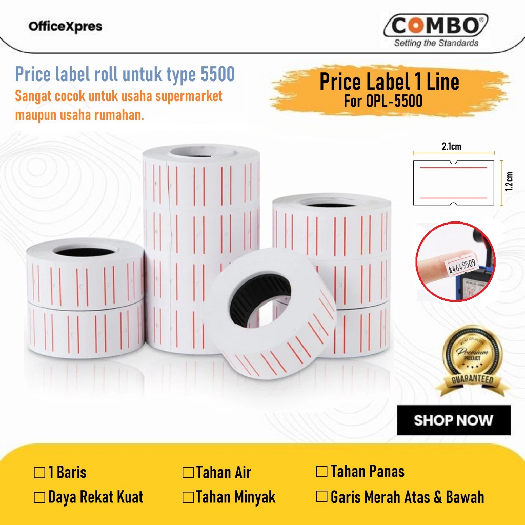 Jual Label Harga / Kertas Label 1 Baris / Price Label 1 Line Putih ...