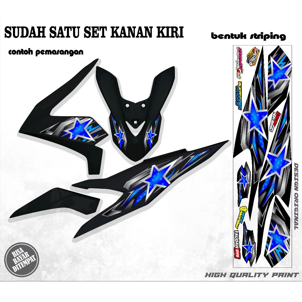 Jual striping sticker variasi beat deluxe 2023-2024 motif bintang keren ...