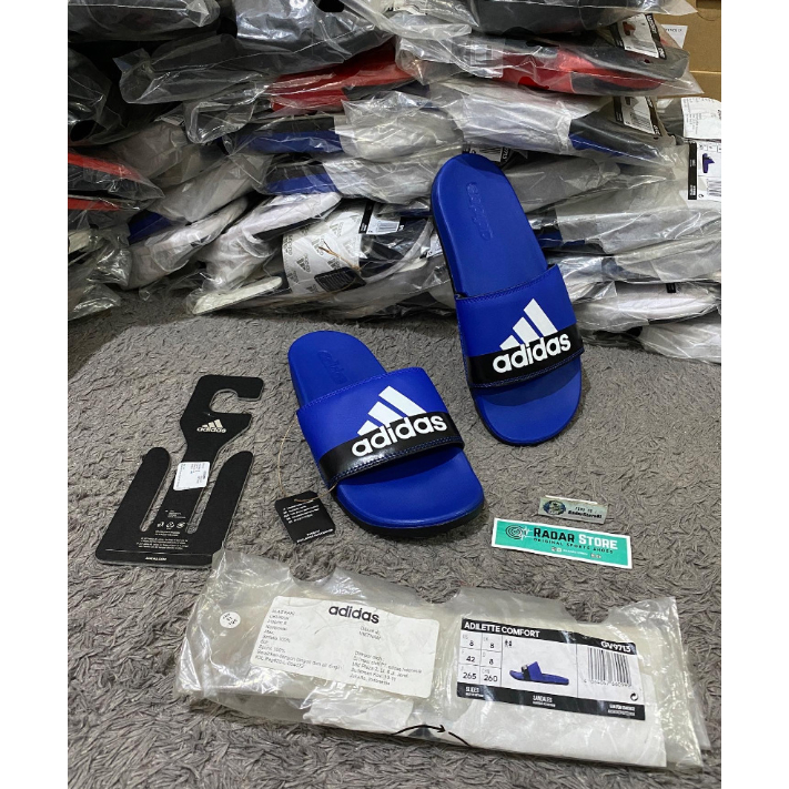 Jual Sandal Adidas Adilette Comfort Blue Black GV9713 Original | Shopee ...