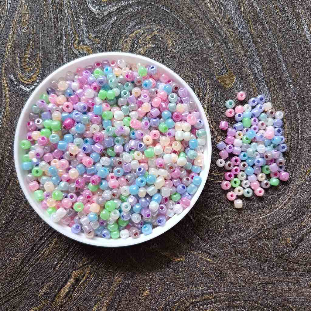 Jual Mote Pasir Mix Warna Ceylon Pastel 6/o 4mm 8/0 3mm Pon 450Gram ...