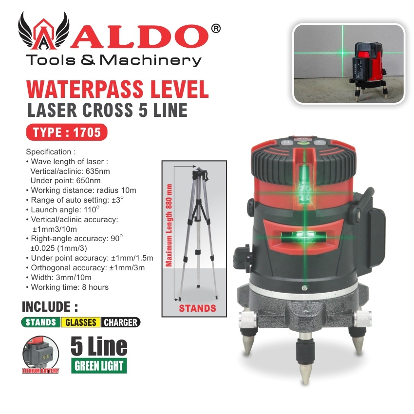 Jual WATERPASS LEVEL LASER CROSS 5 LINE 1705 / METERAN LASER / ALAT ...