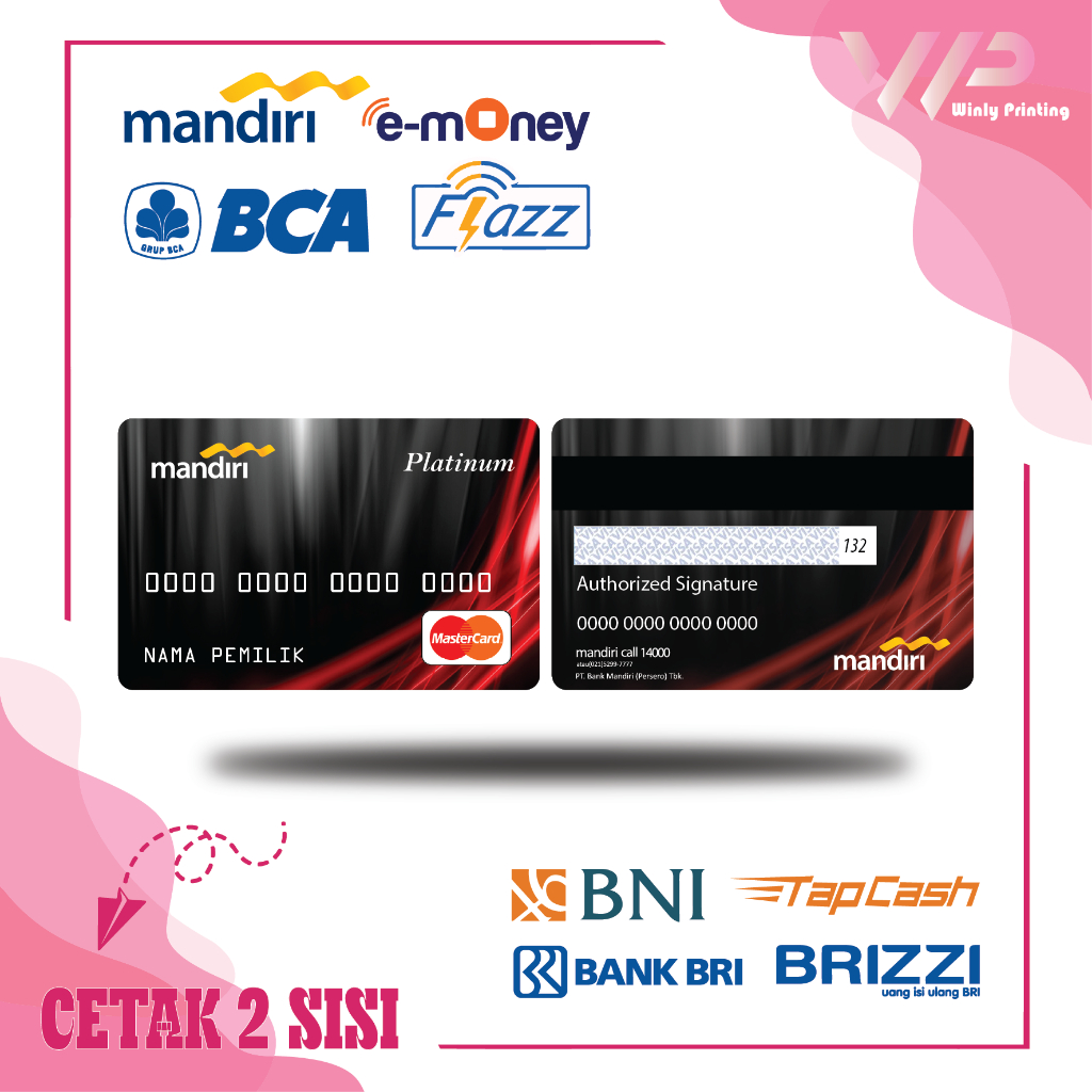 Jual KARTU EMONEY DESIGN DEBIT KREDIT PLATINUM BLACK 4 E MONEY E TOLL ...