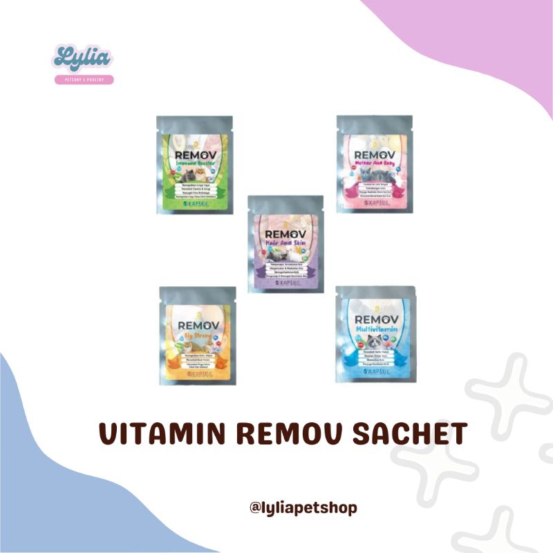Jual Remov Vitamin Kucing Sachet isi 5 Vitamin Bulu, Imun, Mother Baby ...