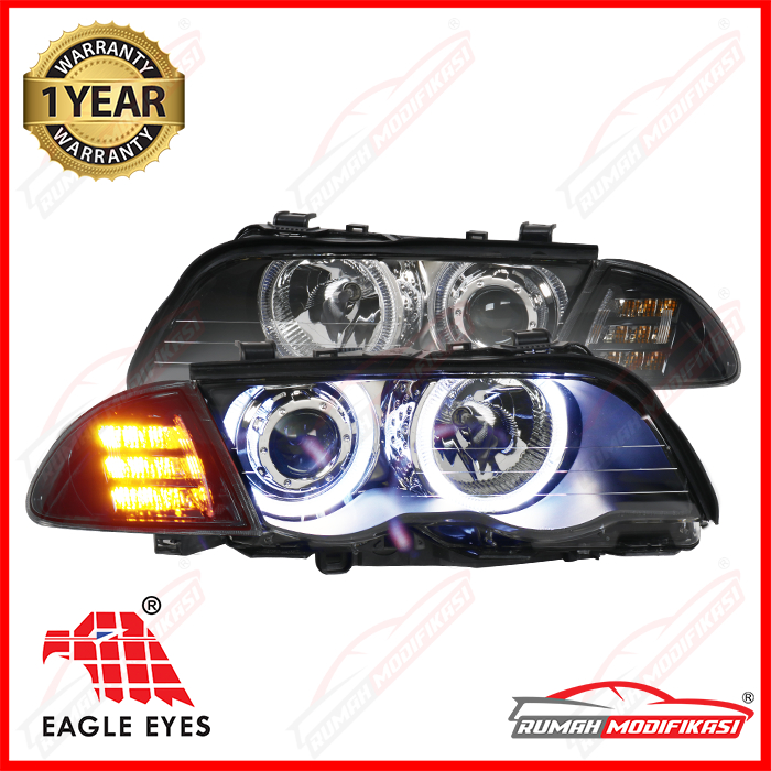 Jual HEADLAMP - BMW E46 1999-2001 - EAGLEEYES - ANGEL EYES - WITH LED ...
