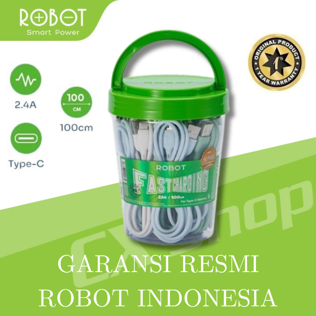 Jual Robot RBC100 II Kabel Data USB Type C Fast Charging 2.4A | Shopee ...