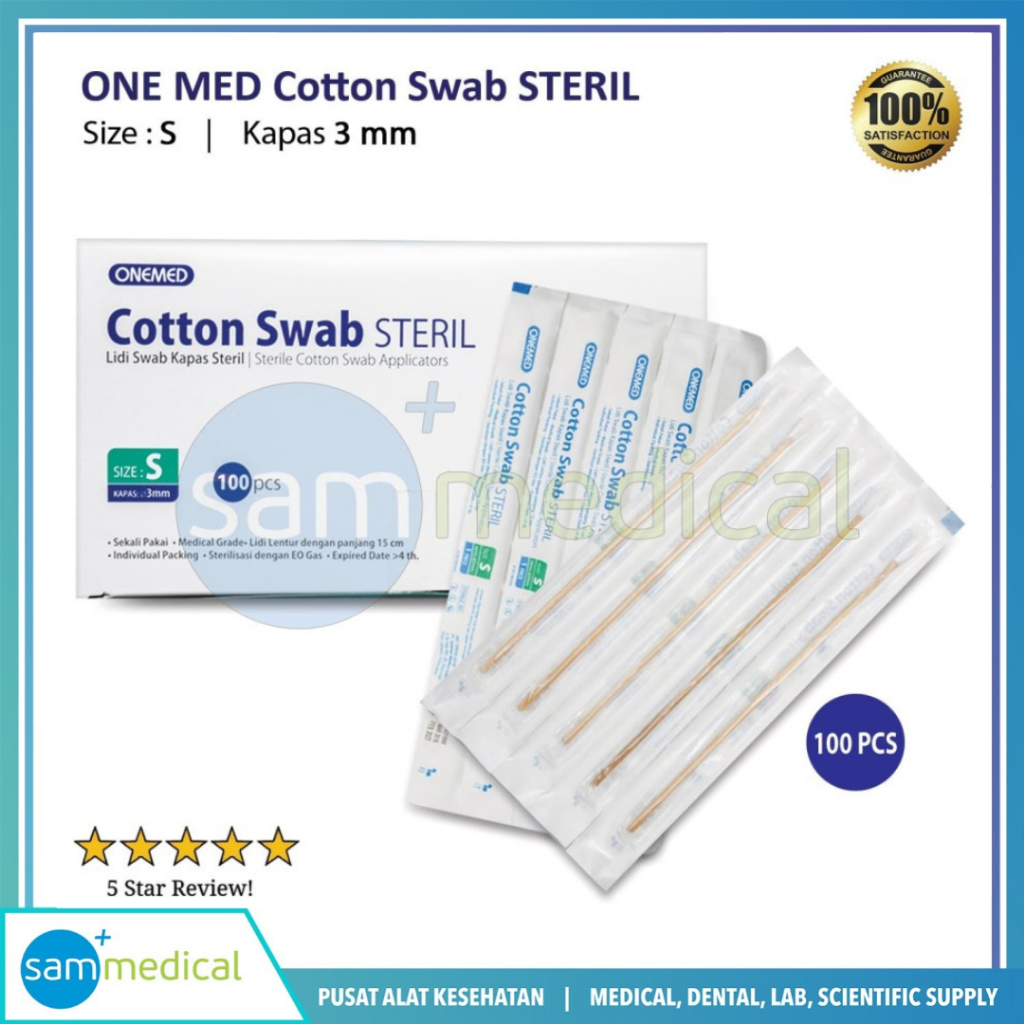 Jual One Med Cotton Swab Sterile / Kapas Lidi Steril / Kapas Serbaguna ...