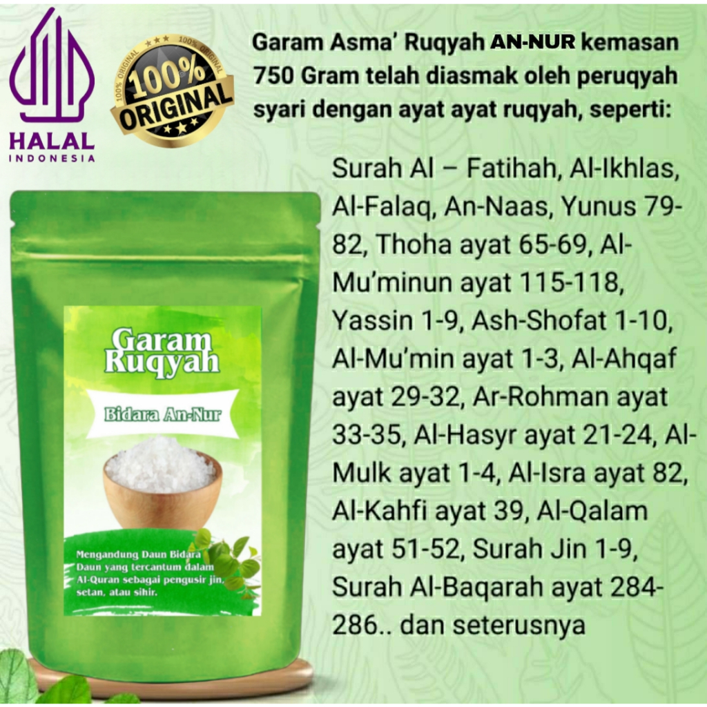 Jual Garam Rukyah Bidara An Nur 500gr Original - Solusi Mengusir Santet ...
