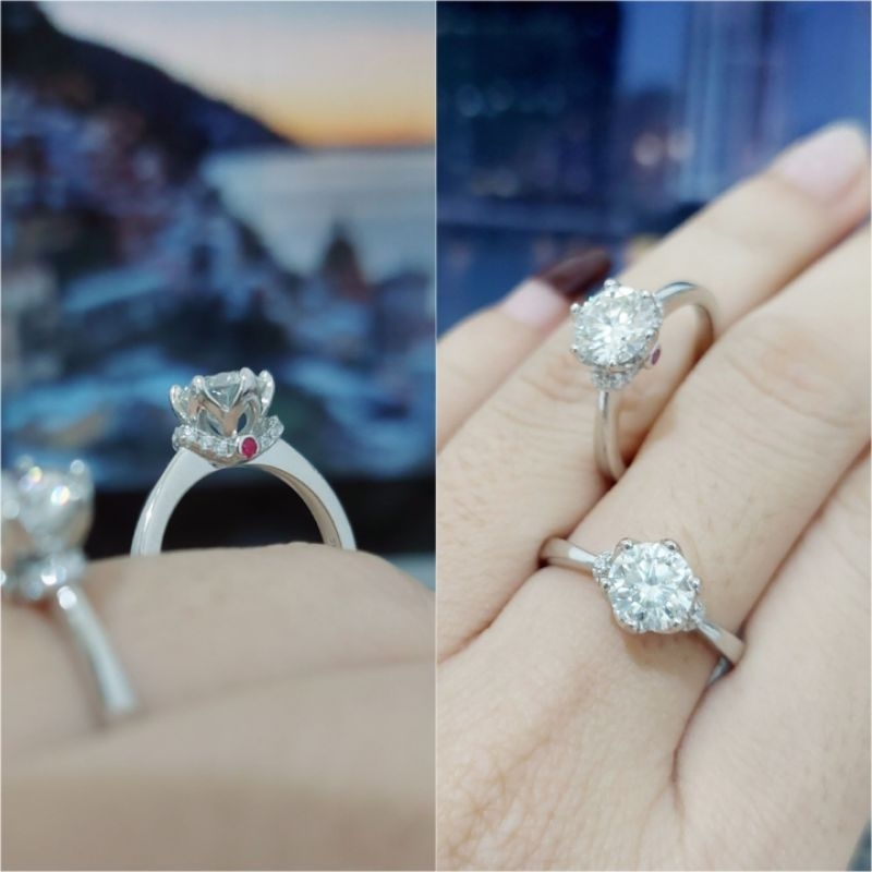 Jual Cincin Solitare Perak 925 Lapis Mas Putih / CN287 | Shopee Indonesia