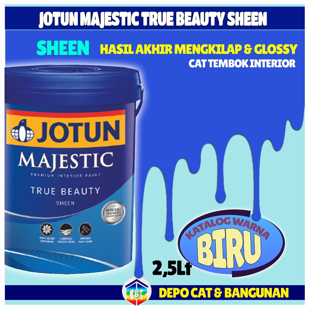 Jual CAT TEMBOK INTERIOR JOTUN MAJESTIC SHEEN 2,5LTR VARIAN WARNA BIRU ...