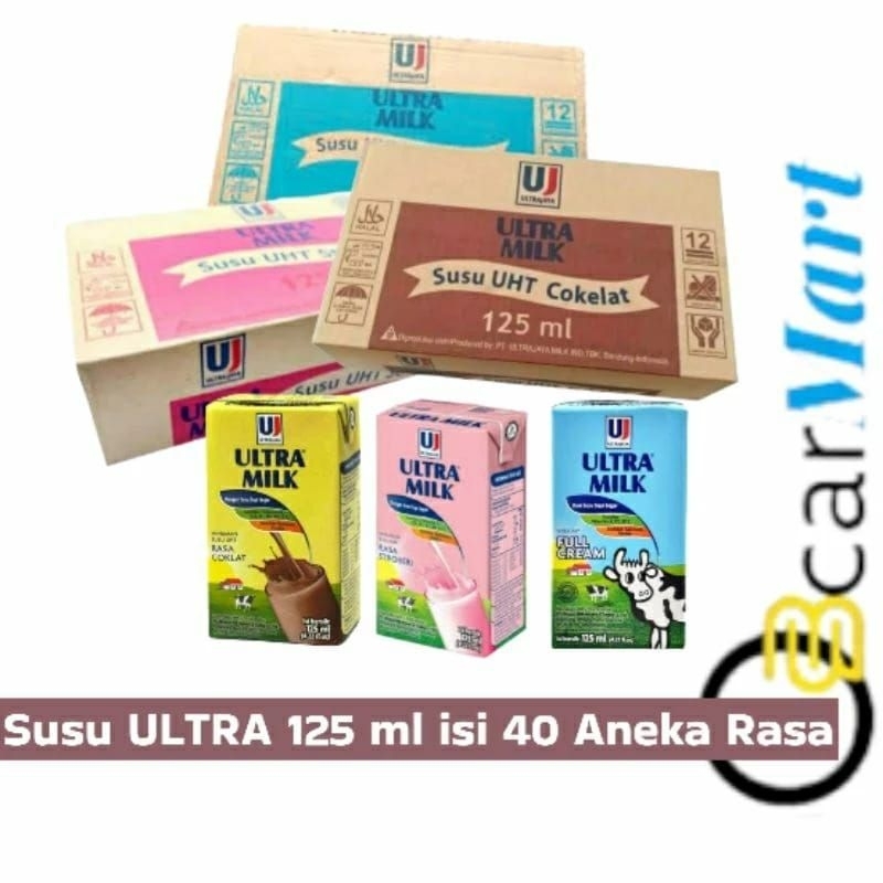 Jual DEPO Susu ULTRA MILK 125ml 1 Dus Susu Kotak UHT Full cream Rasa Strawberry Coklat Stroberi ...