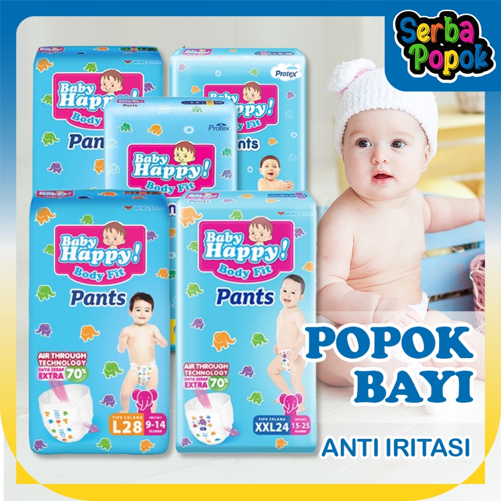 Jual Baby Happy Popok Pempers Bayi Body Fit Pants (S40,M32,L28,XL26,XXL24) | Shopee Indonesia