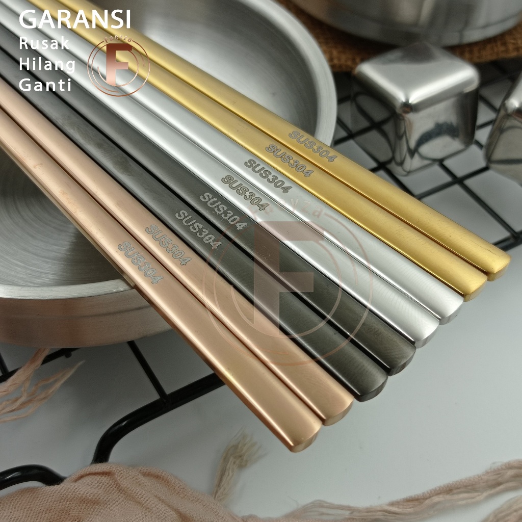 Jual sumpit stainless steel sus 304 Pipih Flat Makan Chopsticks Korea ...