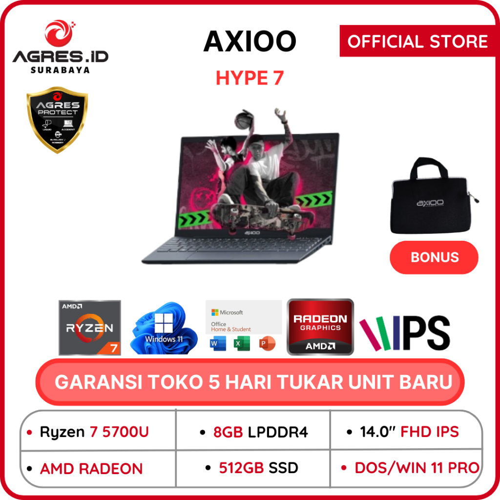 Jual AXIOO Hype 7 Ryzen 7 5700 RAM 8GB 512GB SSD 14.0inch FHD Dos ...
