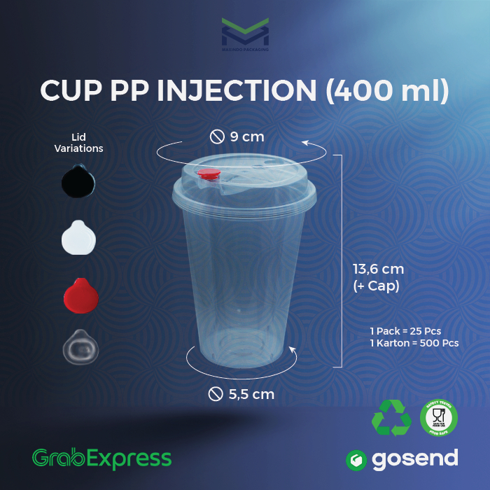 Jual PAKET HEMAT- 25 Pcs - Cup Injection 400ml Clear - 14oZ Datar - Cup ...