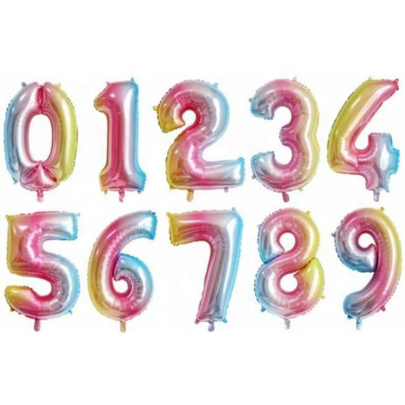 Jual Balon Angka Foil Jumbo Rainbow Gradasi | Shopee Indonesia