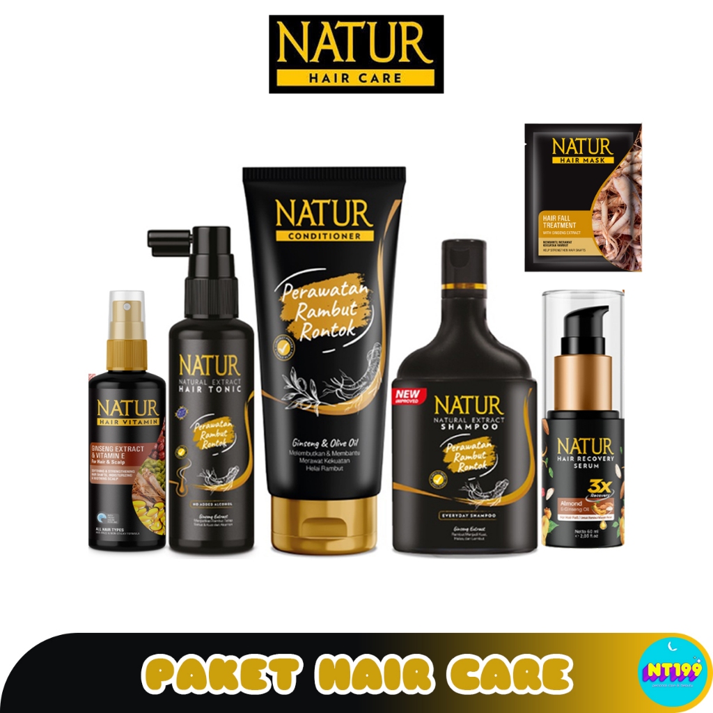 Jual NATUR Paket Perawatan Rambut Rontok Ginseng 6in1 | Shopee Indonesia
