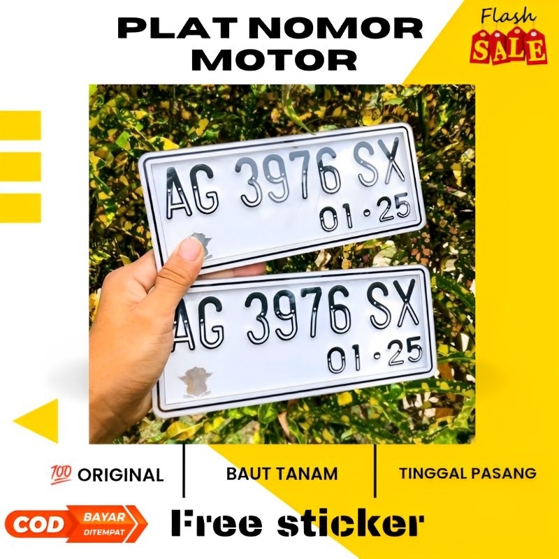 Jual PLAT NOMOR MOTOR WARNA PUTIH MIKA AKRILIK MOTIF BINTANG FREE ...