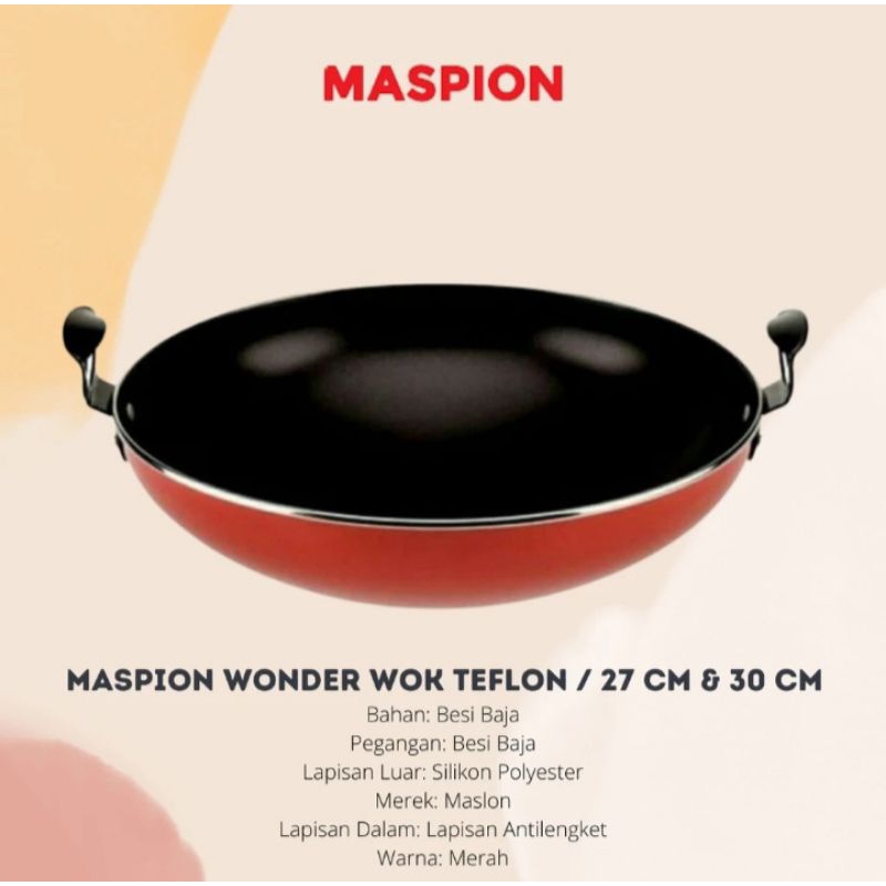Jual Wajan Penggorengan Maspion Wonder Wok 30cm Anti Lengket | Shopee ...