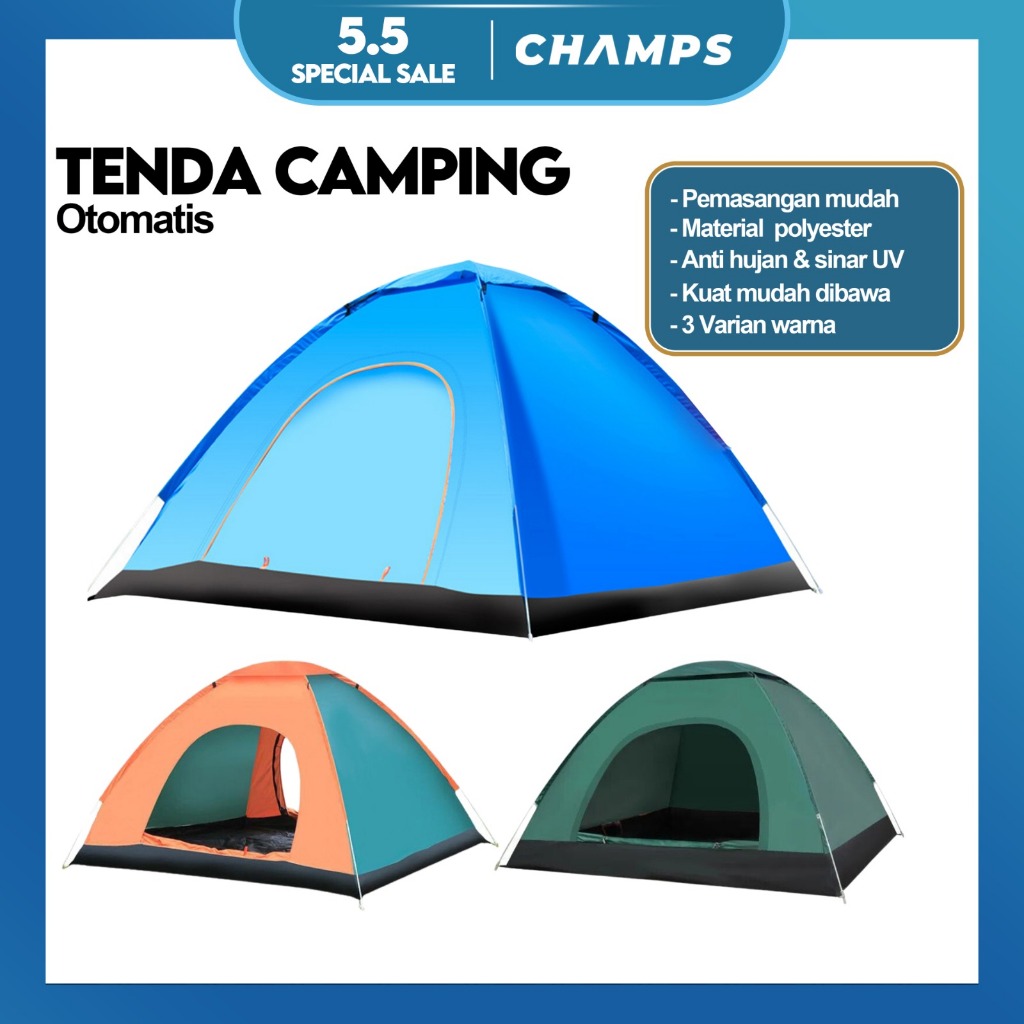 Jual CHAMPS Tenda Camping Portable Lipat Tenda Otomatis | Outdoor ...