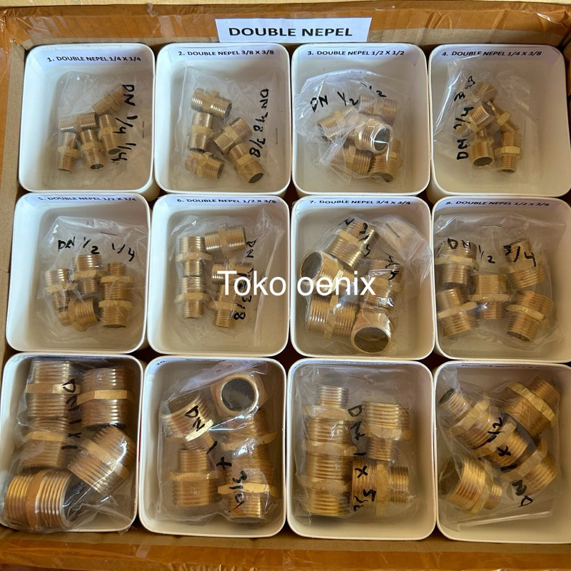 Jual DOUBLE NEPEL KUNINGAN BERBAGAI UKURAN DRAT | Shopee Indonesia