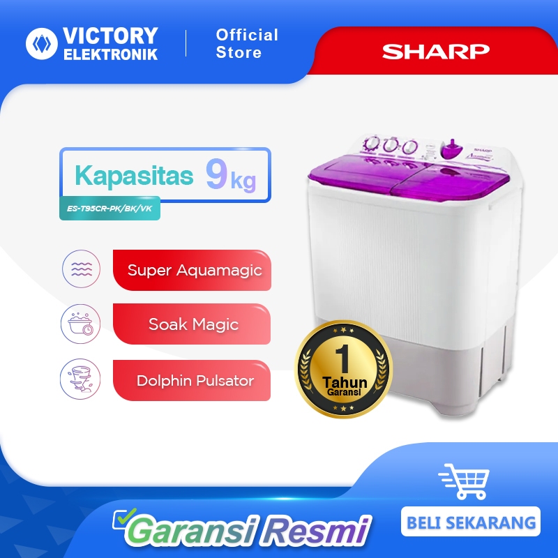 Jual Sharp Washing Machine Twin Tub 9kg Super Aquamagic -ES-T95CR-BK/VK ...