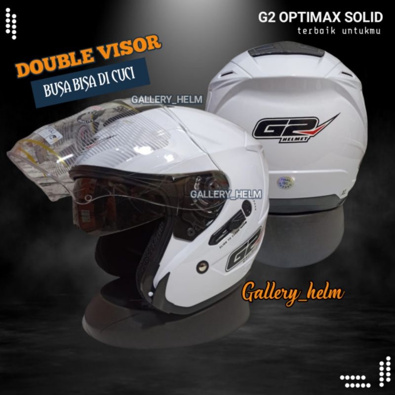 Jual HELM G2 OPTIMAX SOLID PUTIH DOUBLE VISOR | MODEL INK DYNAMIC | G2 ...