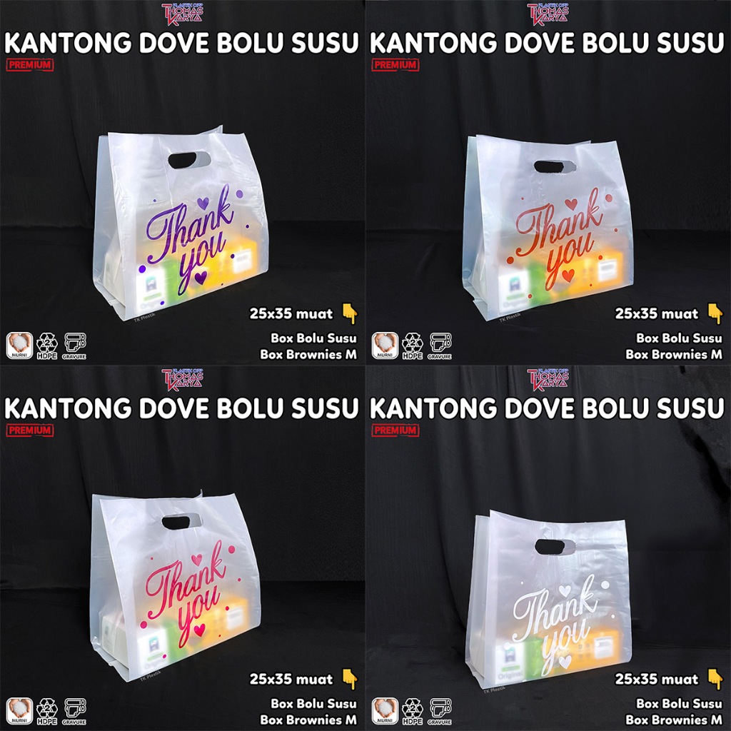 Jual Plastik Bolu Susu Motif THANK YOU isi 50 Paper Bag Box Brownies ...