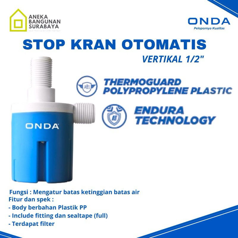Jual Stop kran otomatis ONDA vertical 1/2” 3/4” VERTIKAL | Shopee Indonesia