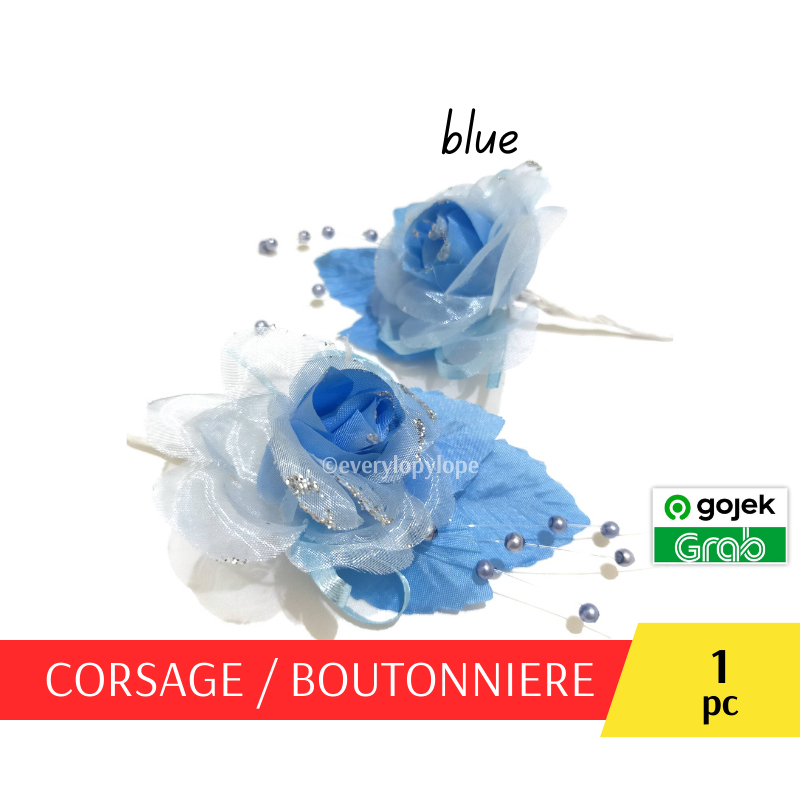 Jual Corsage Jas Korsase Panitia Bunga Dada Warna Biru Muda | Shopee ...
