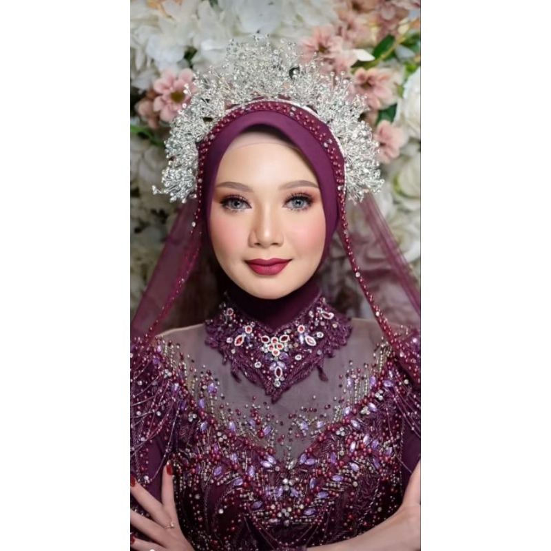 Jual Slayer mutiara pengantin warna (BURGUNDY) Slayer veil pengantin ...