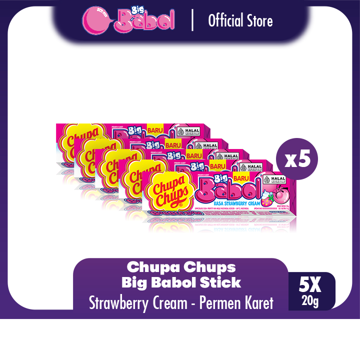 Jual Chupa Chups Big Babol Strawberry Stick 20g - Permen Karet Rasa ...