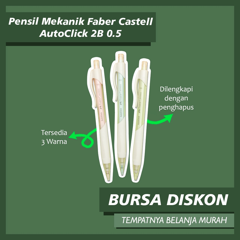 Jual Pensil Faber Castell Auto Click 2B Pencil Mechanical Refill Isi ...