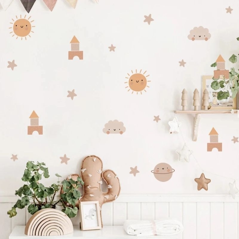 Jual Wall stiker Dinding Premium Rainbow Boho Rocket Aesthetic Sticker ...