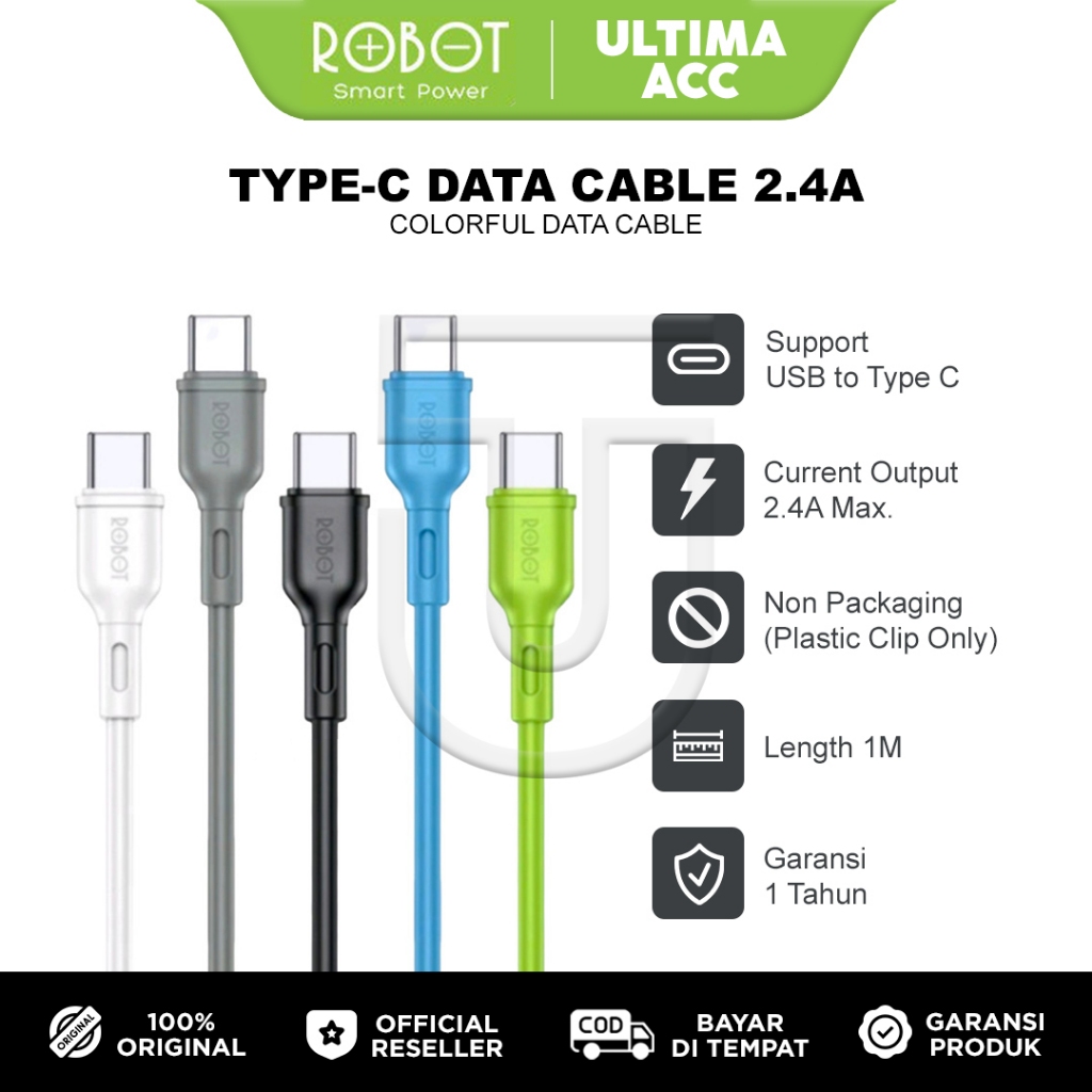 Jual ROBOT Kabel Data Type C RBC100S Casan Carger Charger USB C Tepsi ...