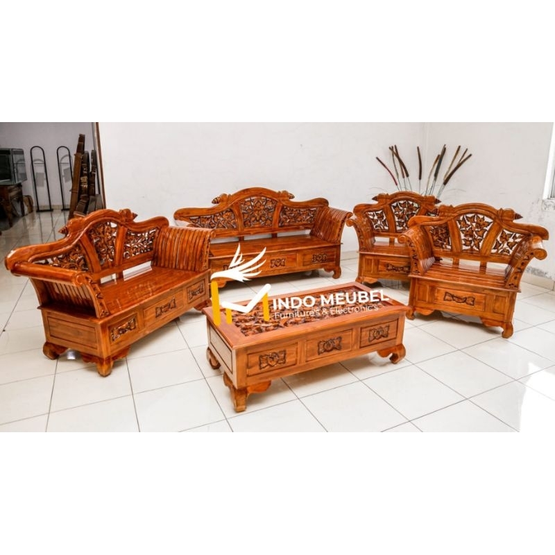 Jual sofa kayu jati modern, sofa kayu jati 321 | Shopee Indonesia