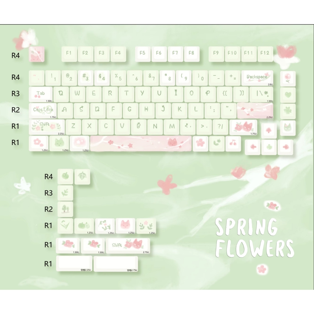 Jual Zifriend Spring Flowers Keycaps PBT Dye-sublimated Cherry Height ...