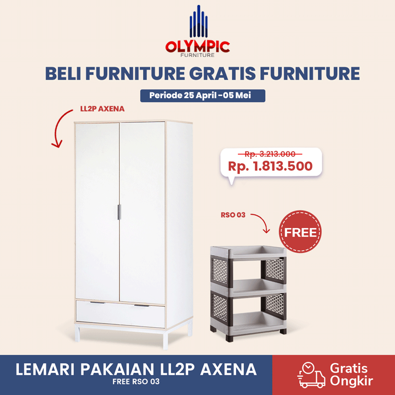 Jual Olympic Lemari Pakaian Rangka Besi / Lemari Baju 2 Pintu / LL2P AXENA | Shopee Indonesia